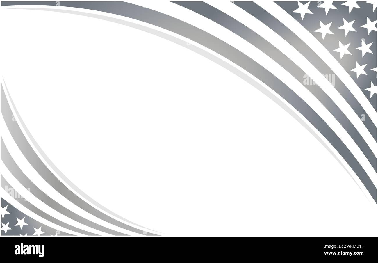 USA flag symbols decorative monochrome corner wave frame with copy ...