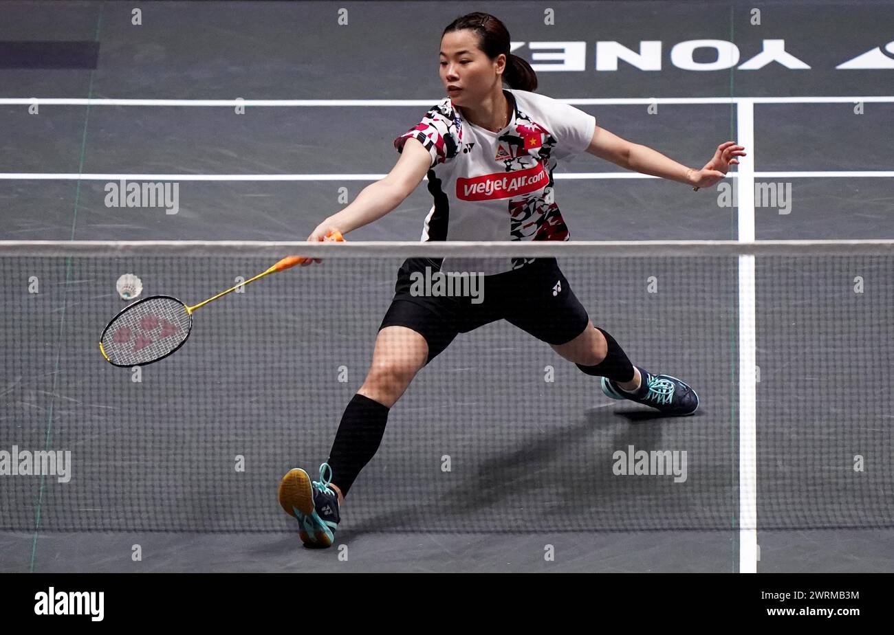 Vietnam's Nguyen Thuy Linh in action during their Women's Singles match ...