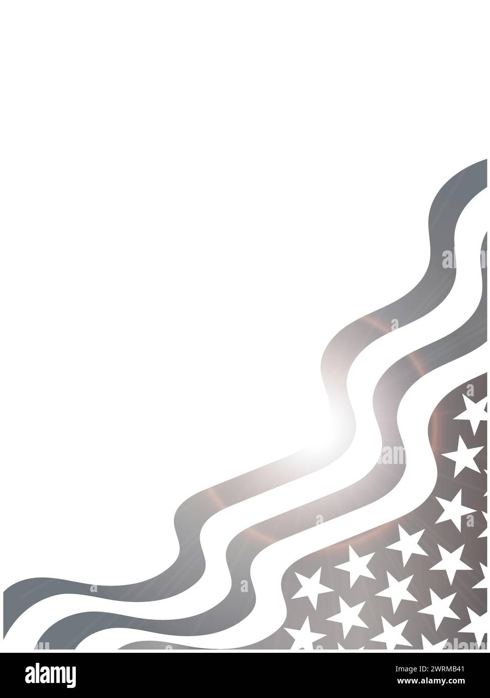 USA flag symbols decorative monochrome corner wave frame with copy ...