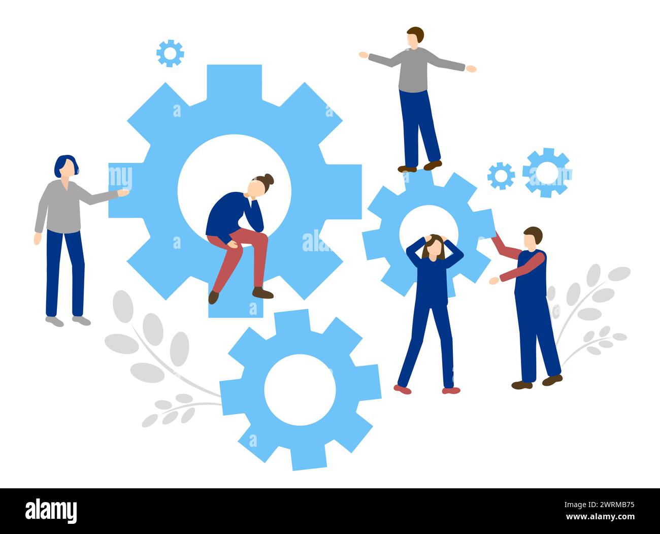 Teamwork. People and gears on a white background Stock Vector Image ...
