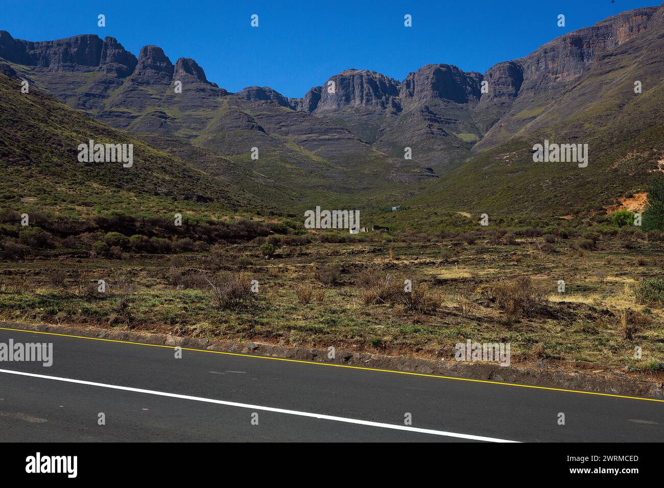 Landscapes on the mountainous road between Maseru and the Katse Dam ...