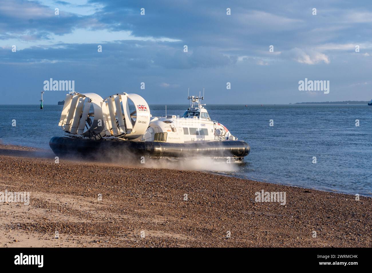 Portsmouth, UK - February 11th 2024: Hovercraft entering the sea at the ...