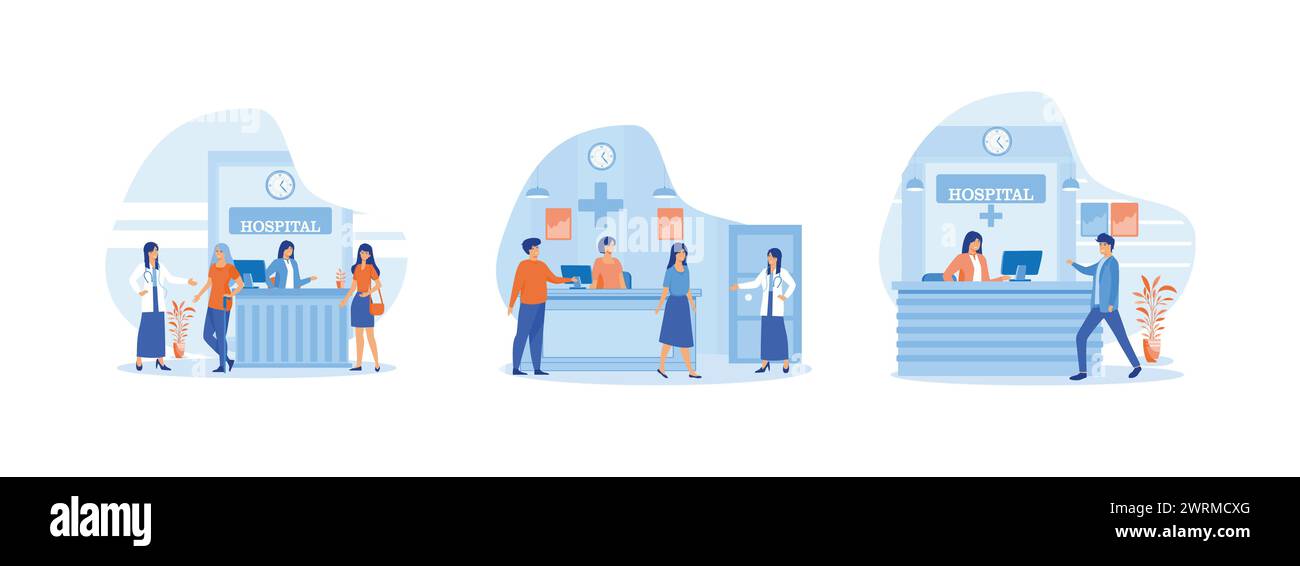 Hospital reception good work in clinic hall to help patients, Patients ...