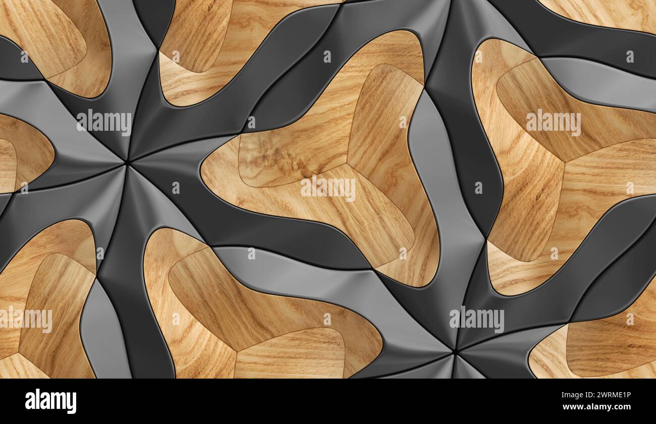 3d black and wood oak solid tiles with high quality seamless realistic ...