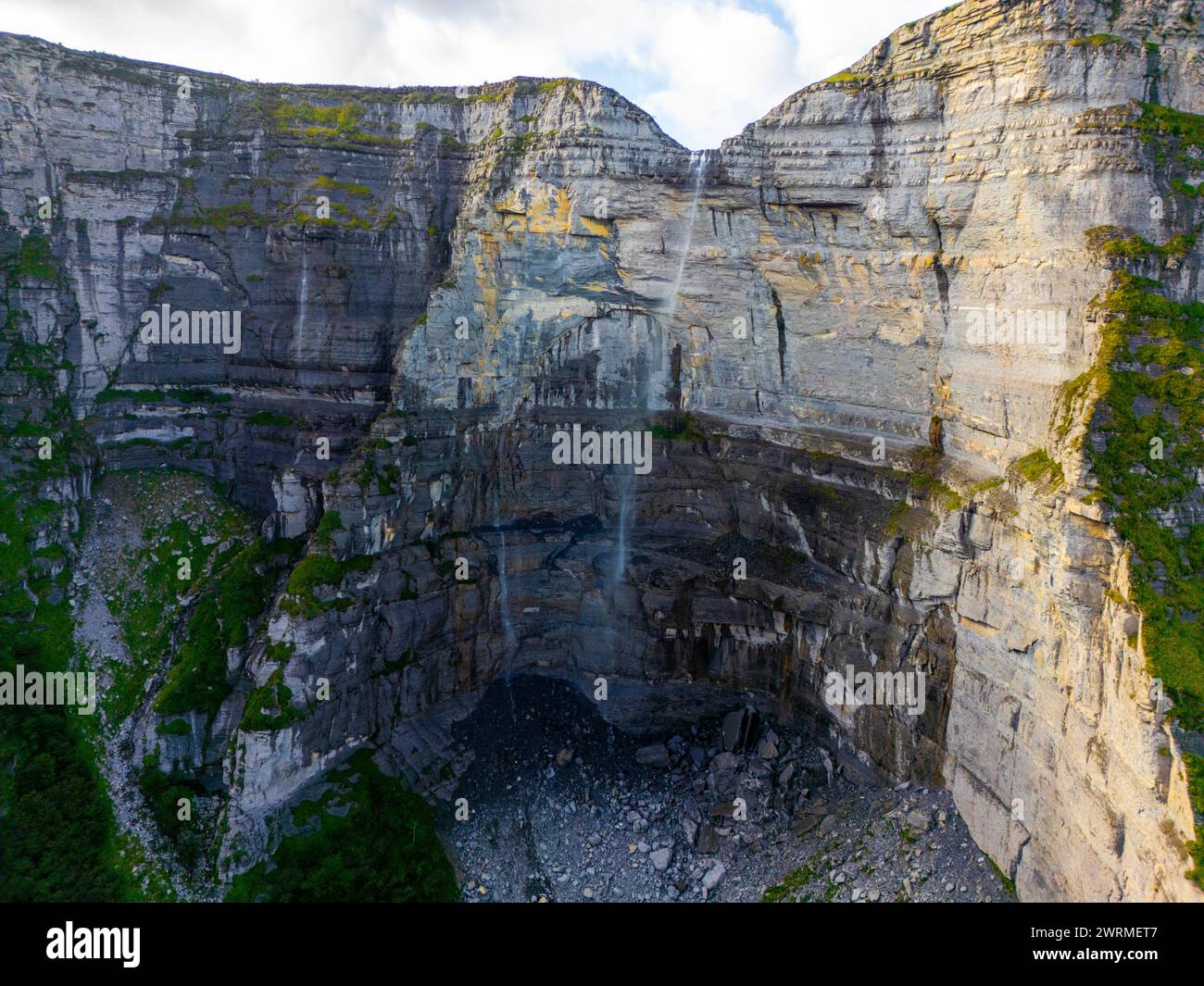 A breathtaking aerial view of the Salto del Nervion waterfall ...