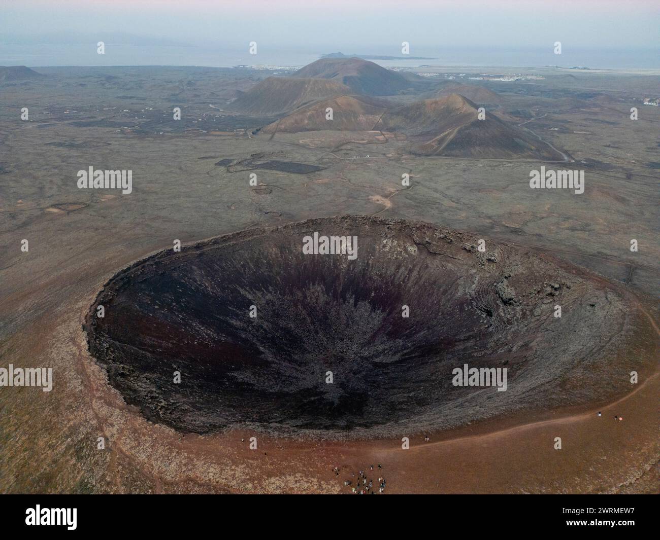 Aerial view of Calderon Hondo, an impressive volcano crater in ...