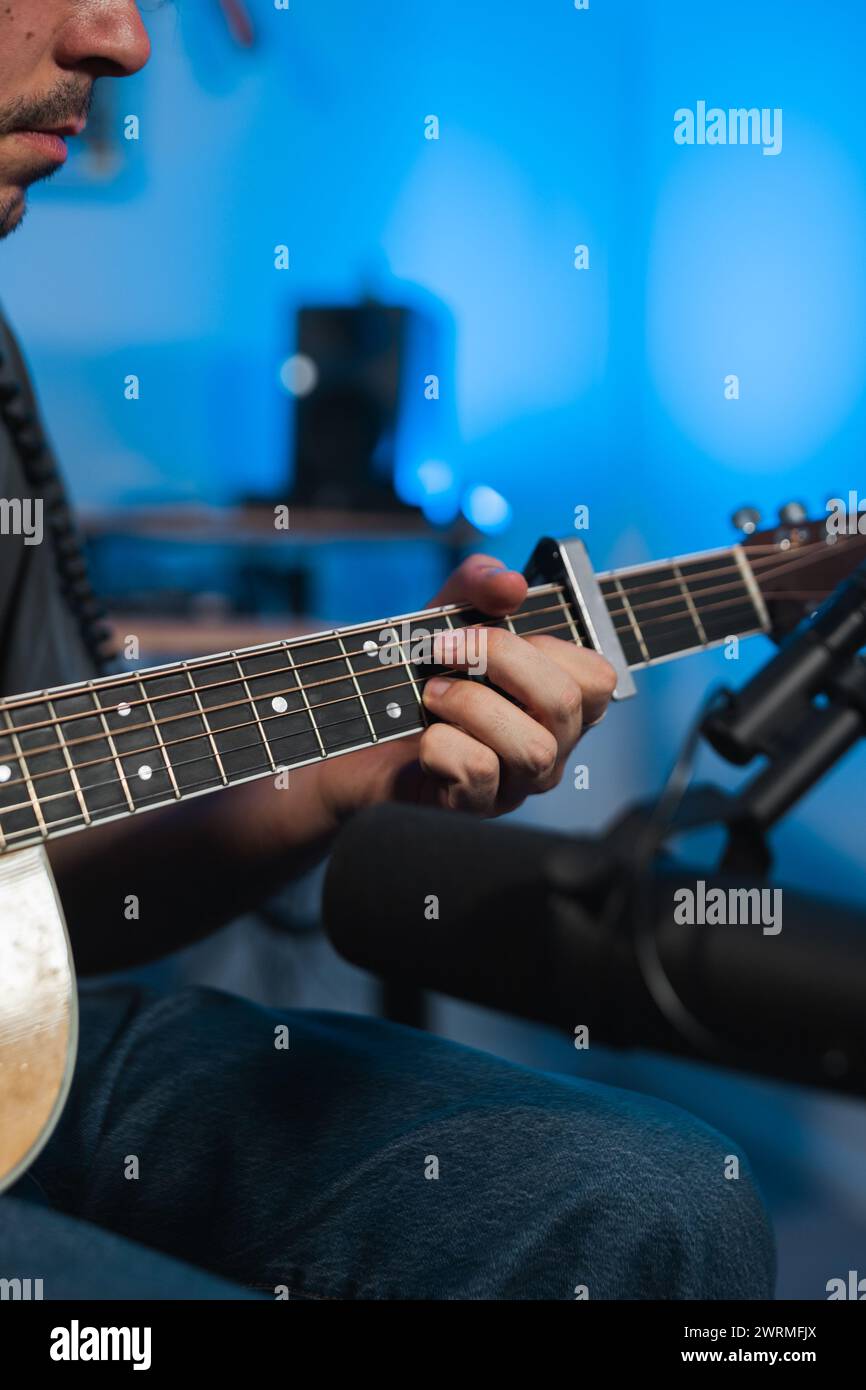 Professional guitarist playing guitar fingering hi-res stock ...