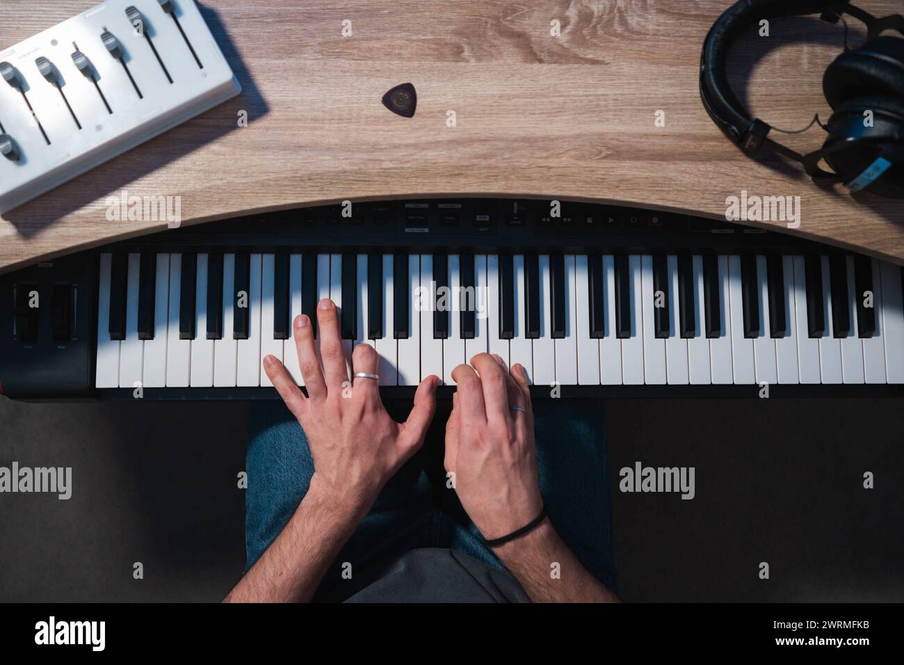 Artist desk from above hands hi-res stock photography and images - Alamy