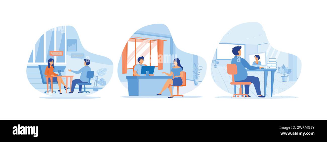 Two people talking interviewing Stock Vector Images - Alamy