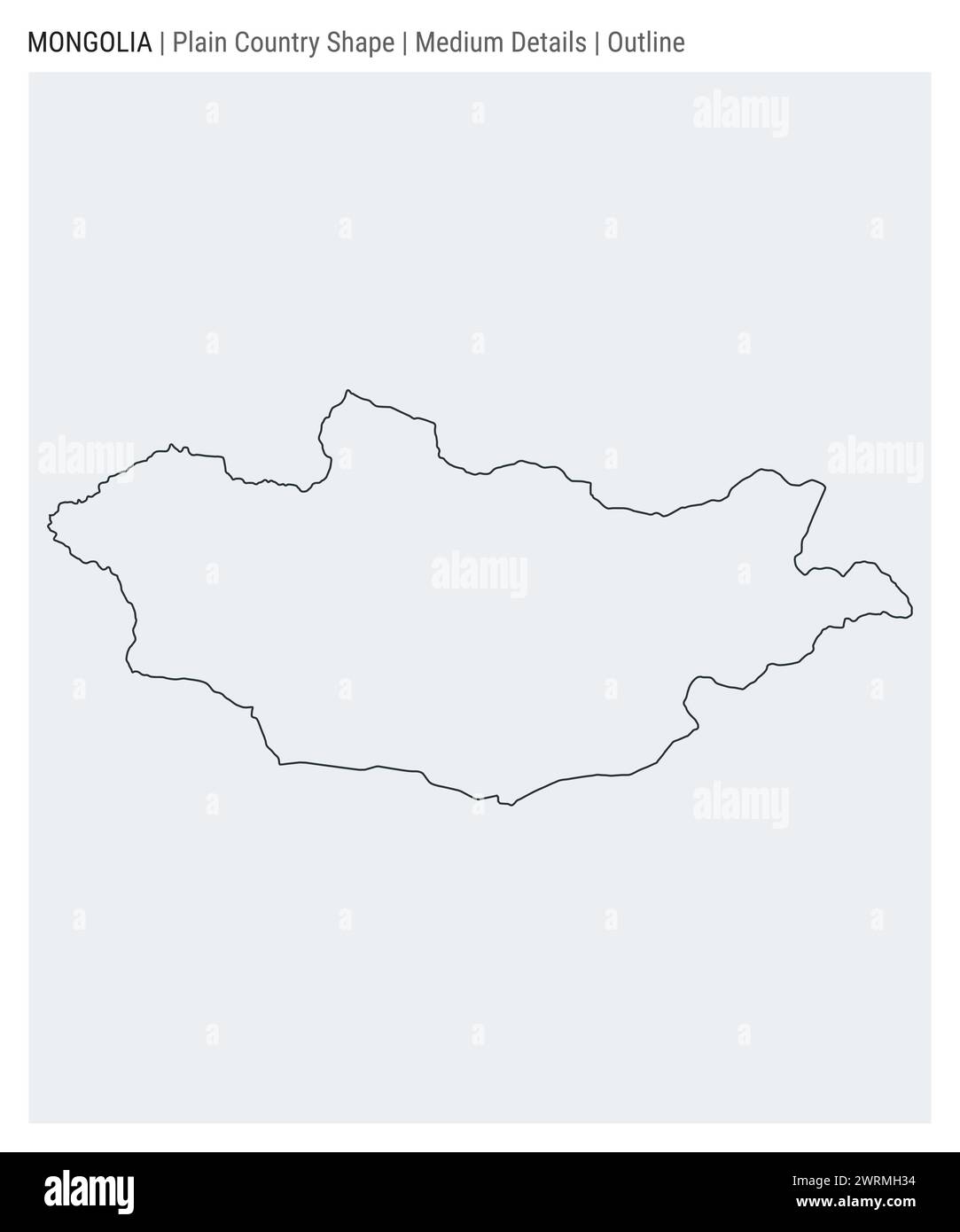 Mongolia plain country map. Medium details. Outline style. Shape of Mongolia. Vector ...