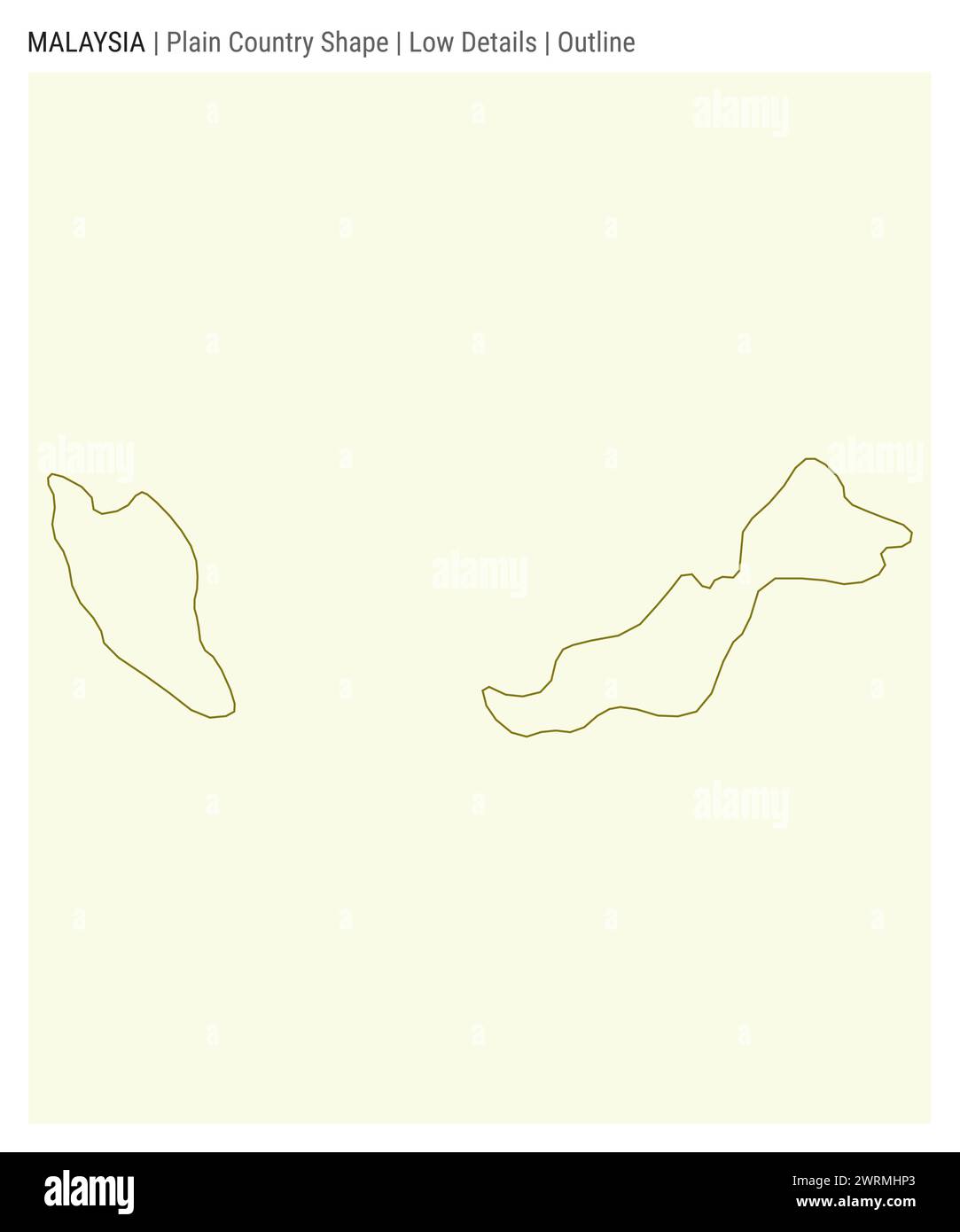 Malaysia plain country map. Low details. Outline style. Shape of ...