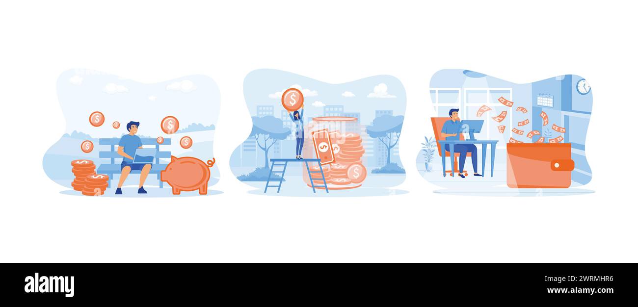 Set isolated people earning Stock Vector Images - Alamy