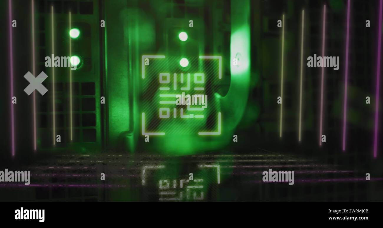 Image of data processing and statistics recording over green lights of ...