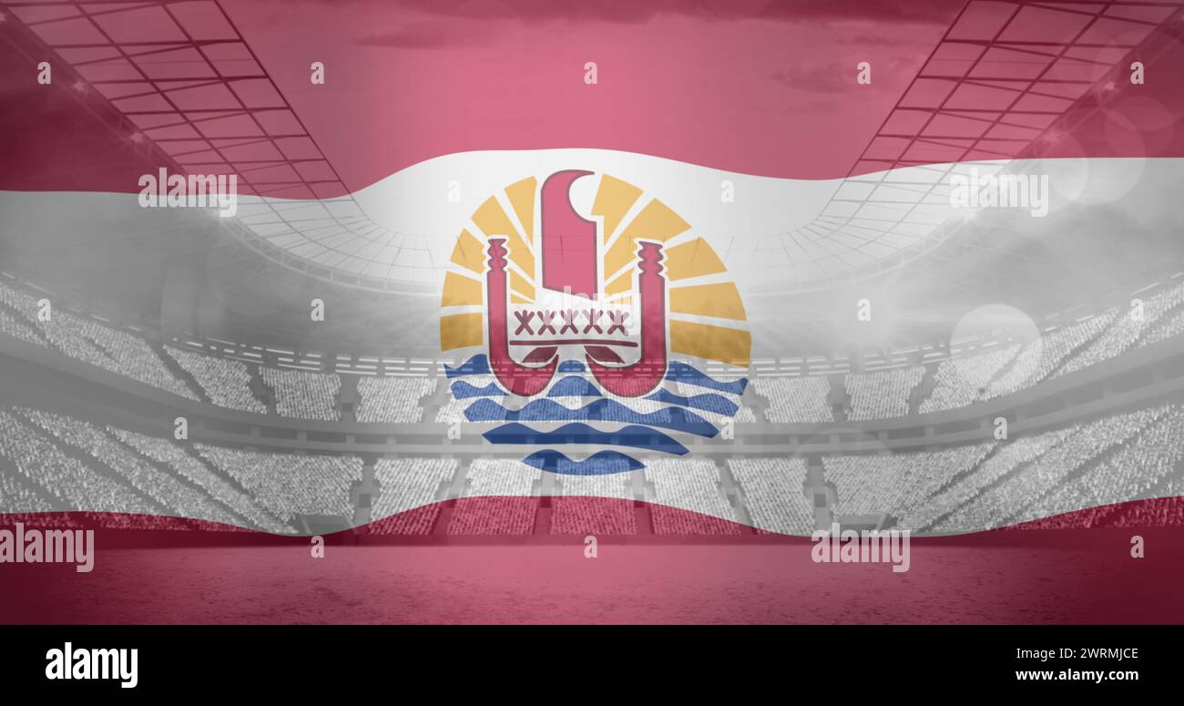 Image of national flag of french polynesia over sports stadium Stock ...