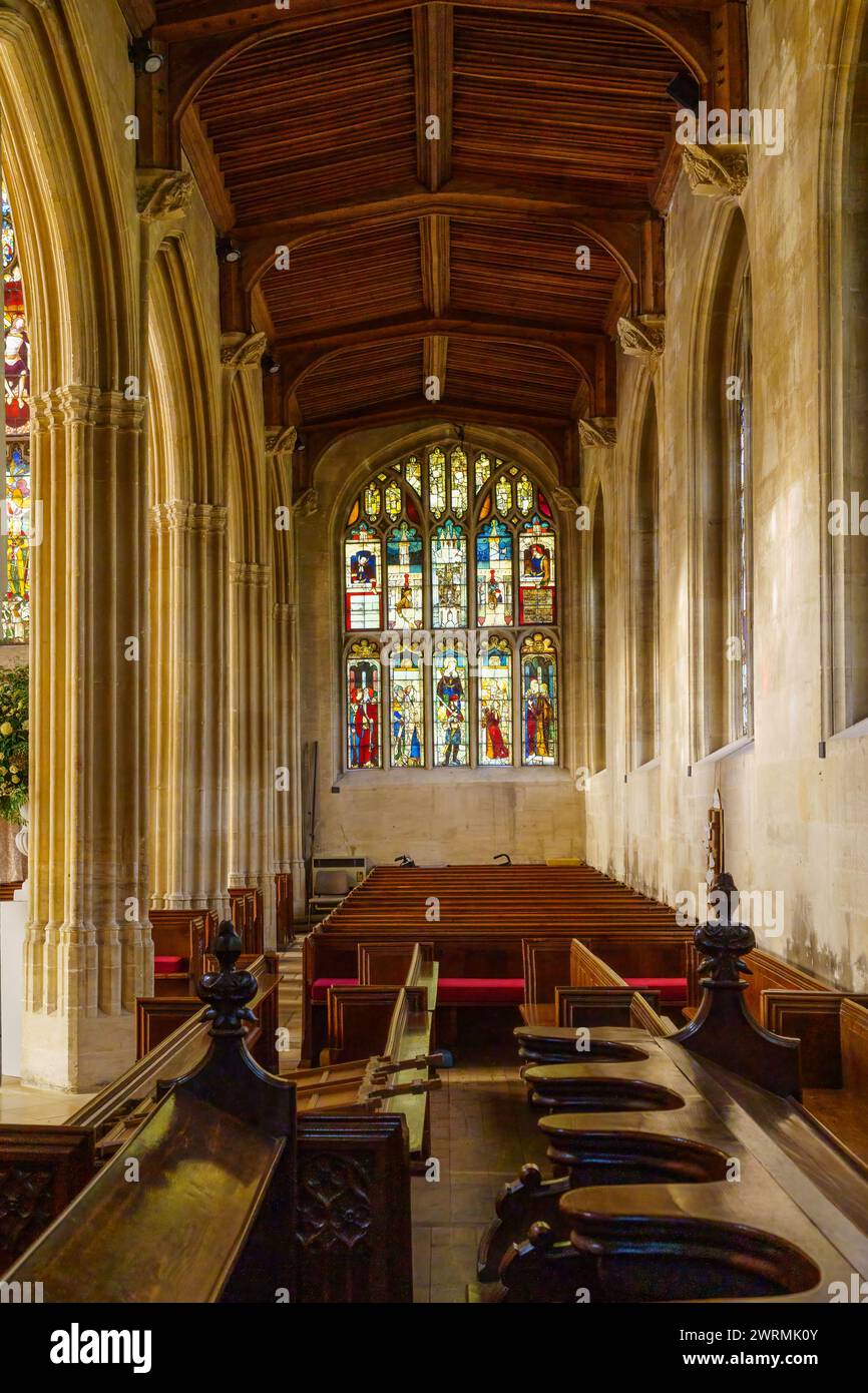 Fairford, UK - October 17, 2022: View of the interior of St Mary church ...