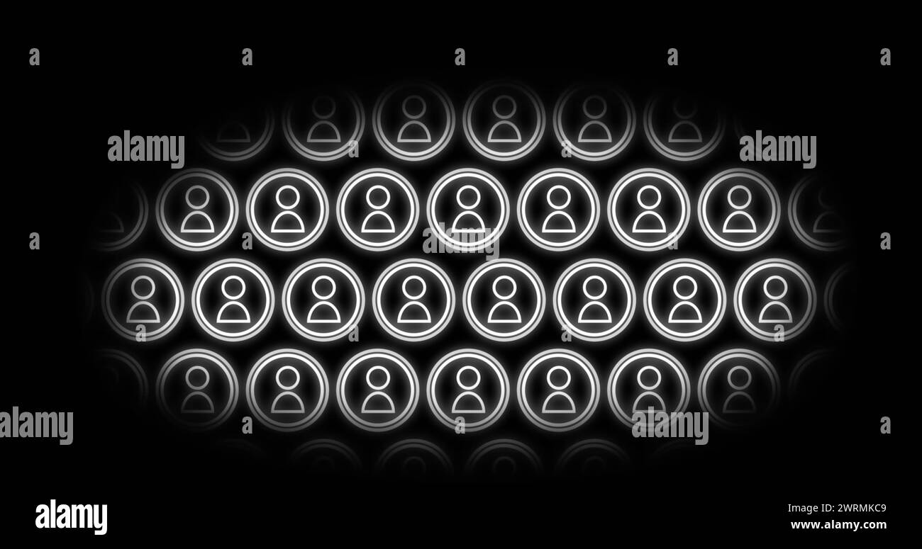 Vector icons depict stationary and left-moving people in an oval motion ...