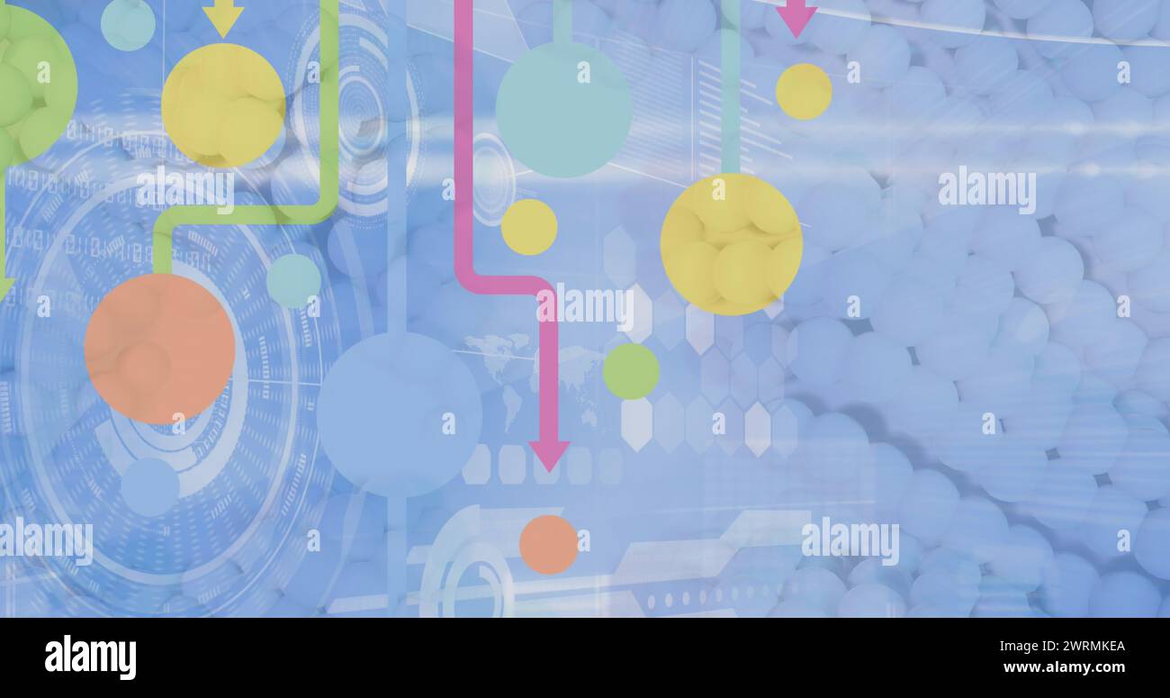Image Of Network Of Connections Data Processing And Scopes Scanning Over 3d White Background