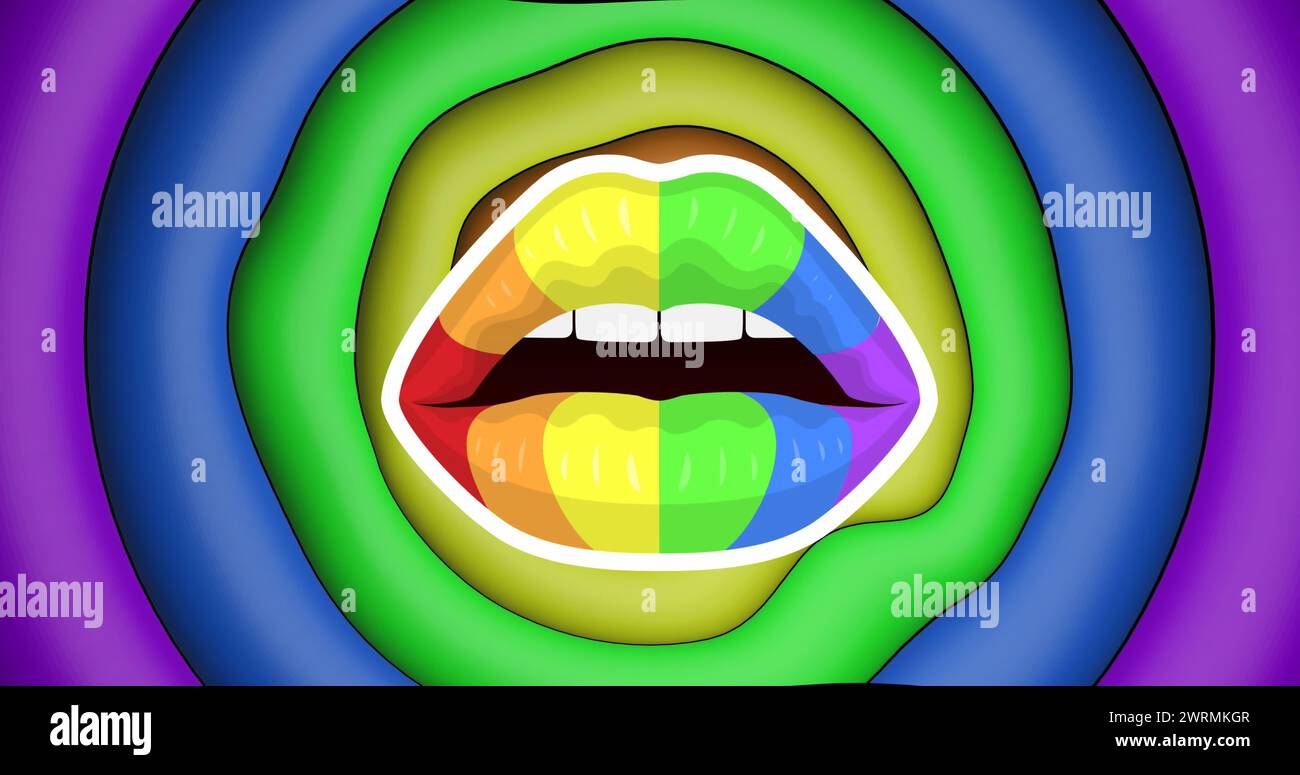 Animation rainbow lips over circles hi-res stock photography and images ...
