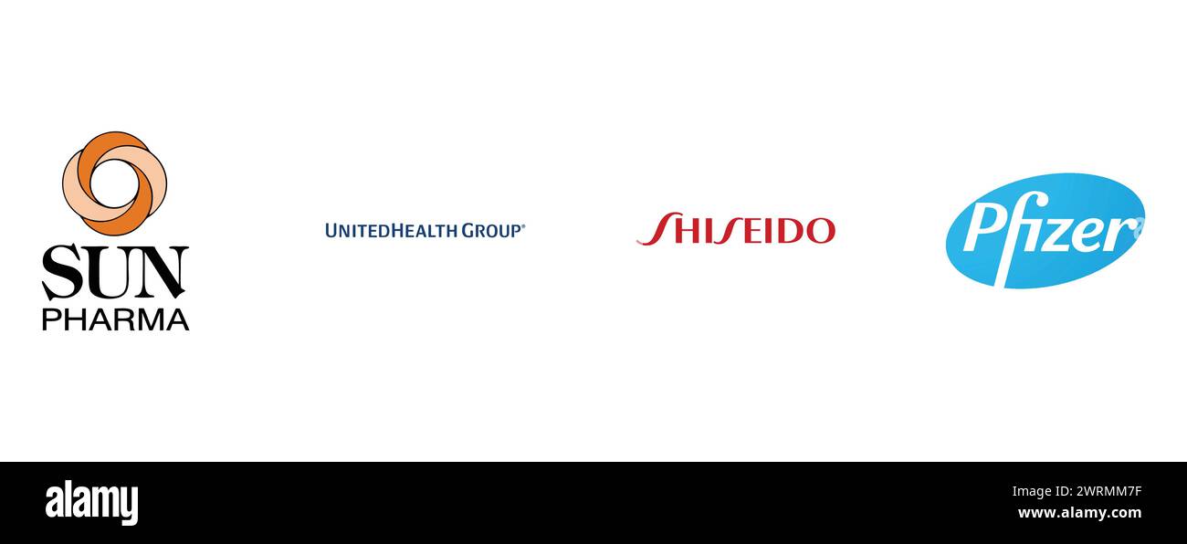 UNITED HEALTH GROUP, SUN PHARMA, SHISEIDO, PFIZER. Editorial vector ...
