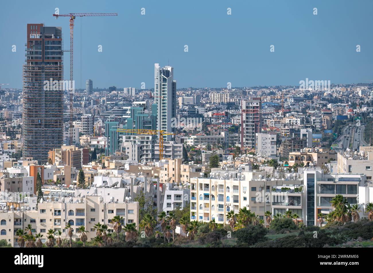 Limassol Skyline with Modern Skyscrapers and construction sites Stock ...