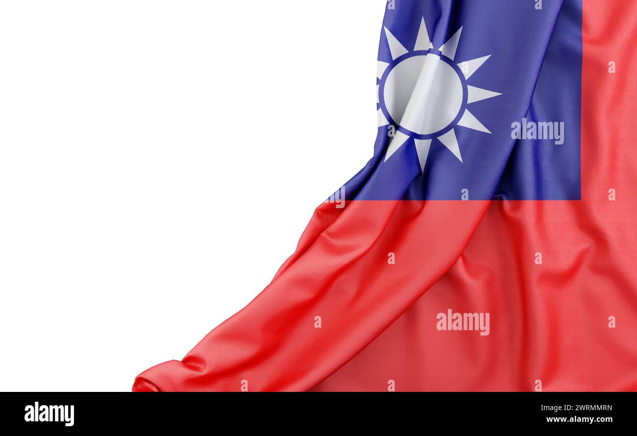 Flag of Taiwan with empty space on the left. Isolated. 3D Rendering ...