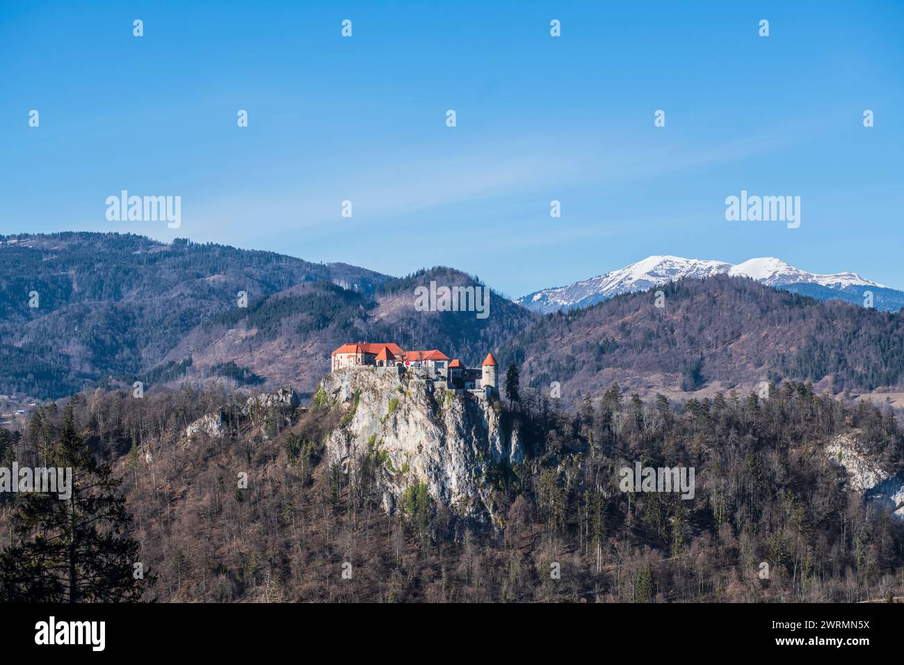 Lake Bled: Bled Castle during winter. Slovenia Stock Photo - Alamy
