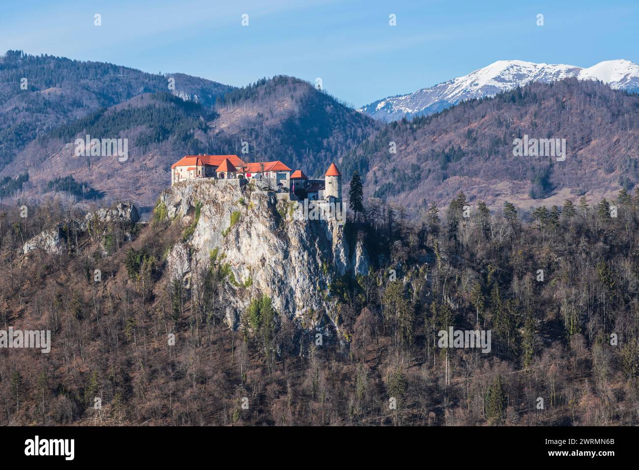 Lake Bled: Bled Castle during winter. Slovenia Stock Photo - Alamy