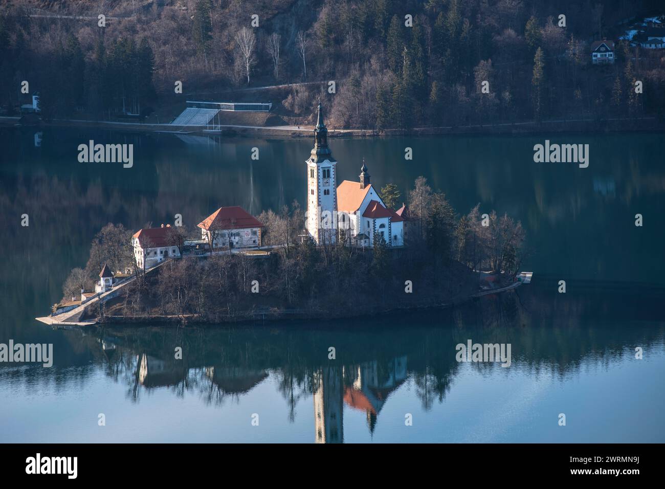 Lake Bled: Church of the Mother of God. Slovenia Stock Photo - Alamy