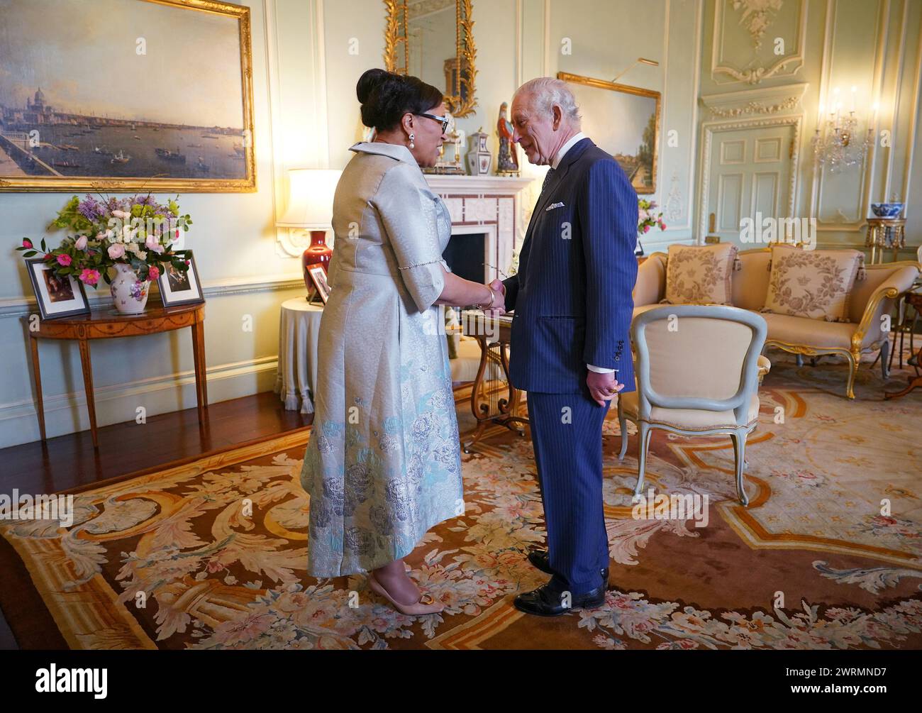 King Charles III during an audience with Commonwealth Secretary General ...
