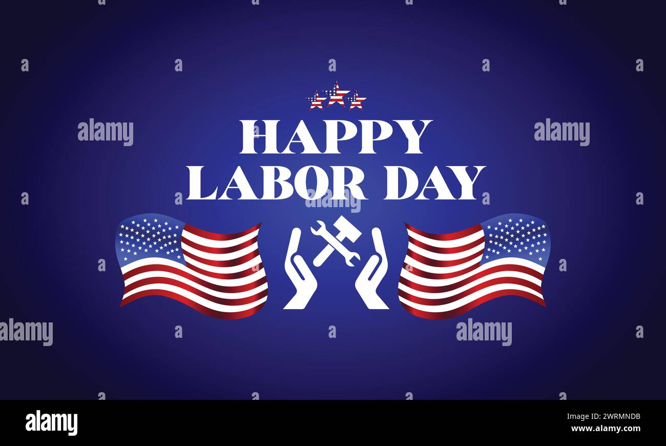 Happy Labour day stylish text with usa flag design Stock Vector Image ...