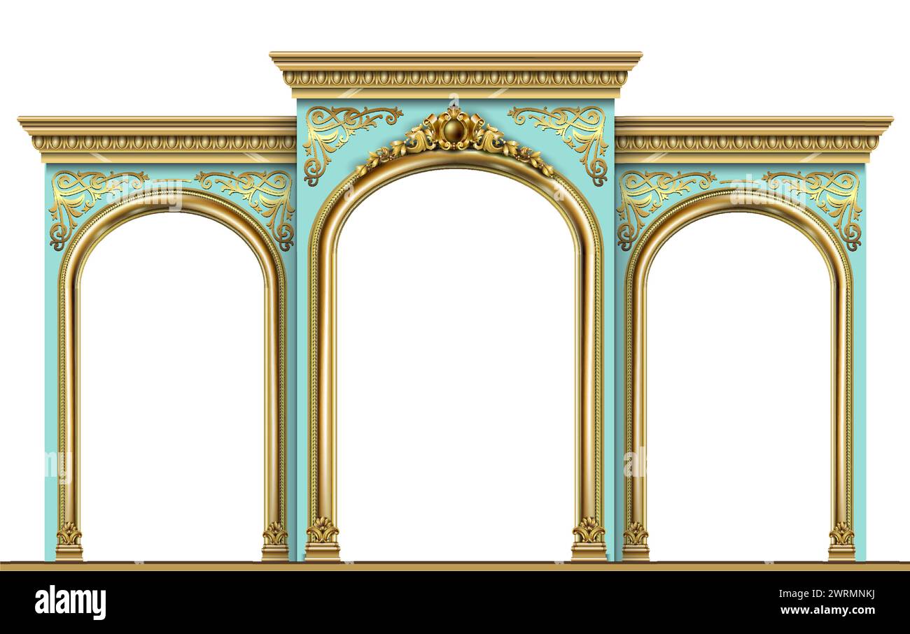 Golden Triumphal arch portal Baroque blue gold arcade Stock Vector ...