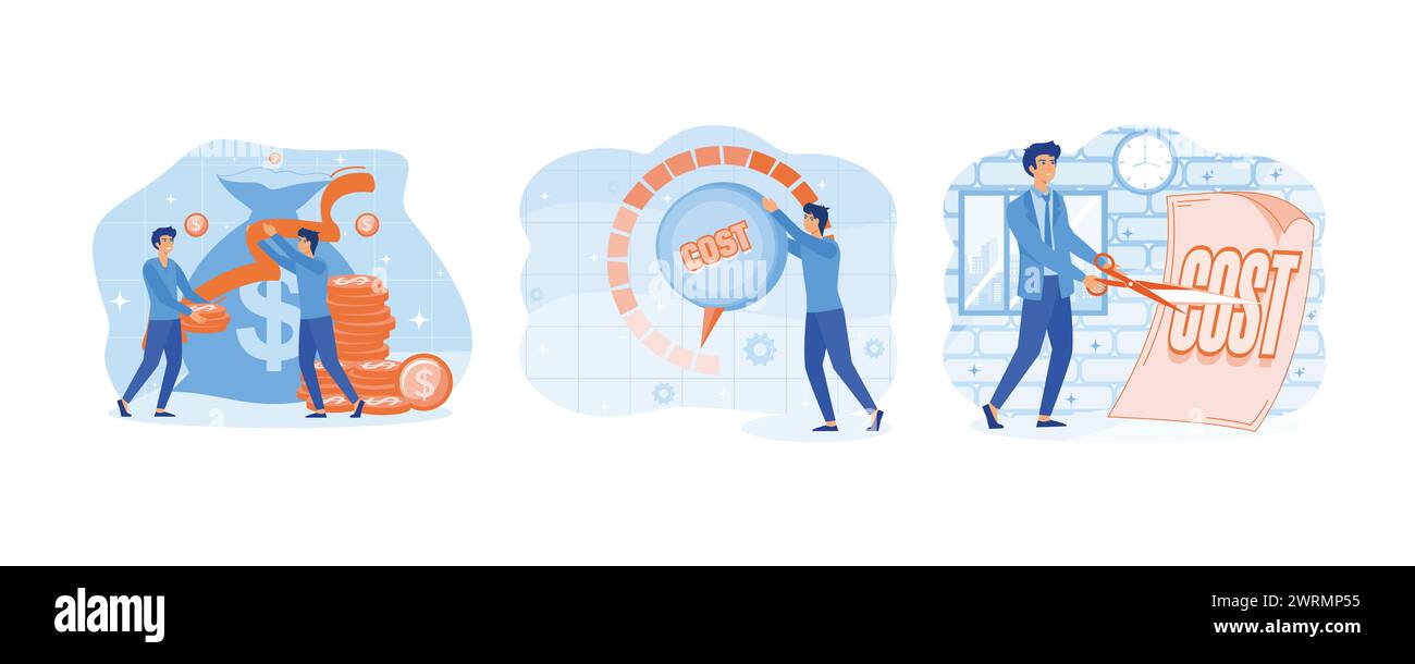 Cost reduction with tiny people concept. Cost reduction management ...