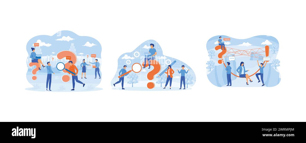 Question mark. Business decision making doubt. Frequently asked questions. Set flat vector ...