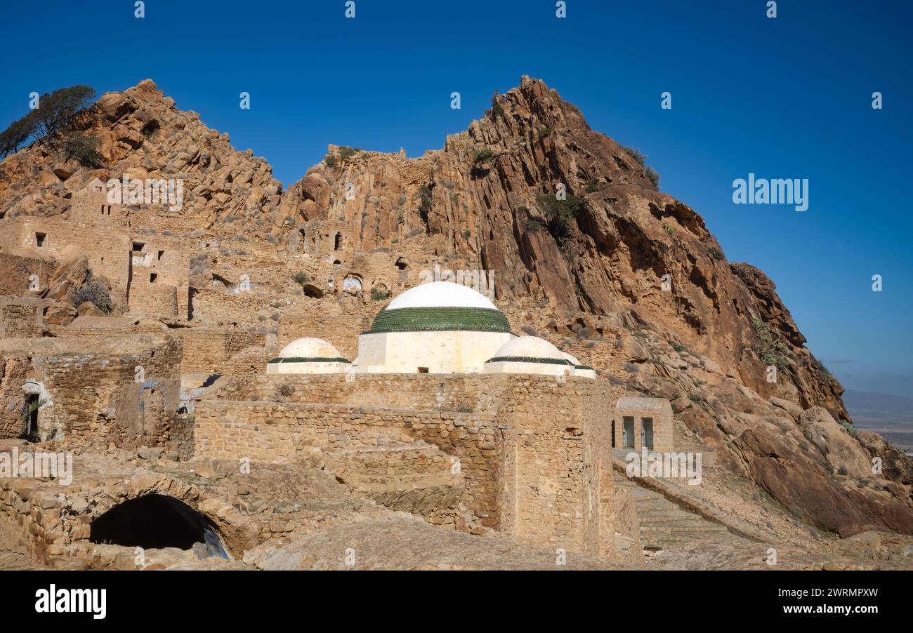 The preserved mosque in the abandoned hilltop Berber village called ...