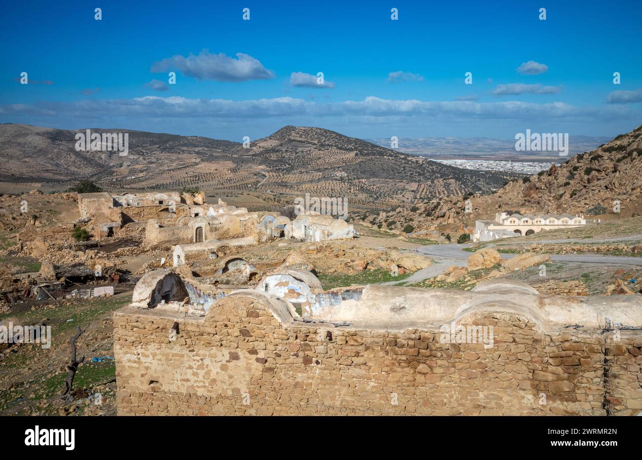 Looking west from the ruined and abandoned hilltop Berber village ...