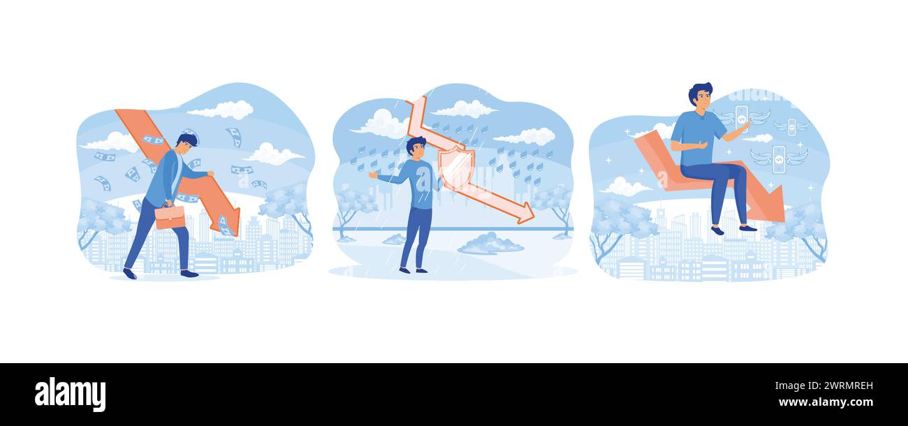 Financial crisis and falling economy. Global market collapse risk ...