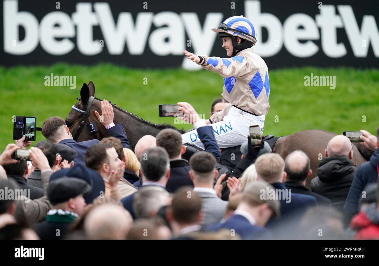 Rachael Blackmore aboard Captain Guinness after winning the Betway ...