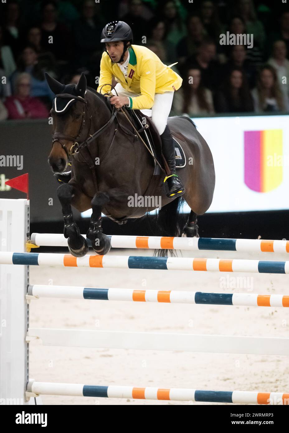 DenBosch, Netherlands - March 9, 2024. Yuri Mansur of Brazil riding ...