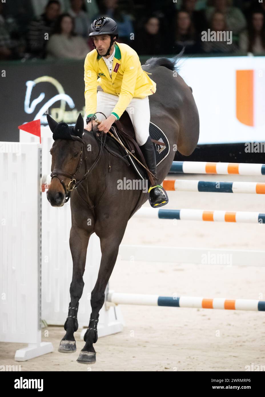 DenBosch, Netherlands - March 9, 2024. Yuri Mansur of Brazil riding ...