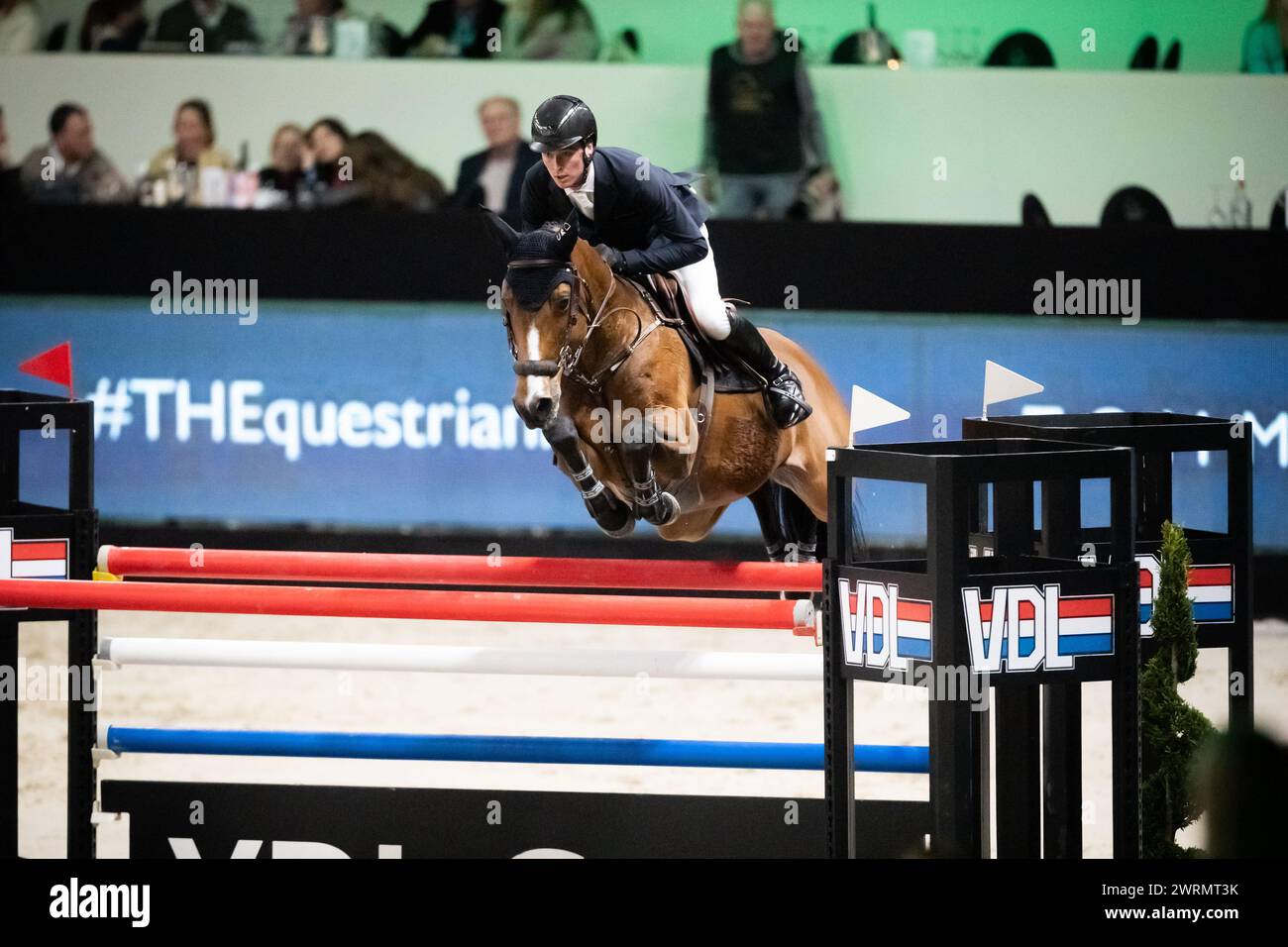 DenBosch, Netherlands - March 9, 2024. Pieter Clemens of Belgium riding ...