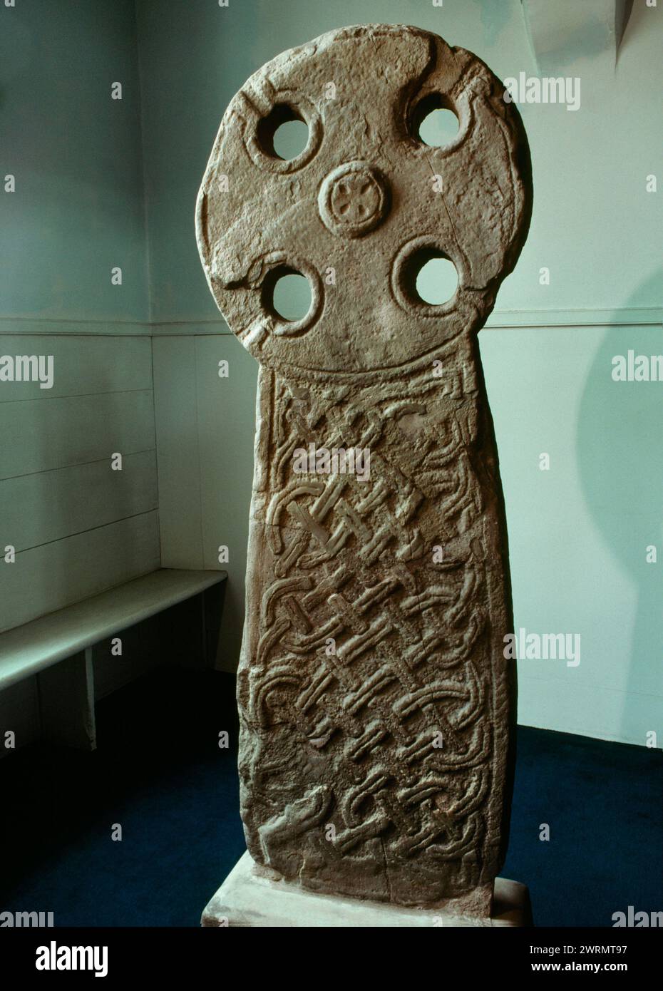 The C10th Anglian disc-headed cross of St Kennera inside Kirkinner ...