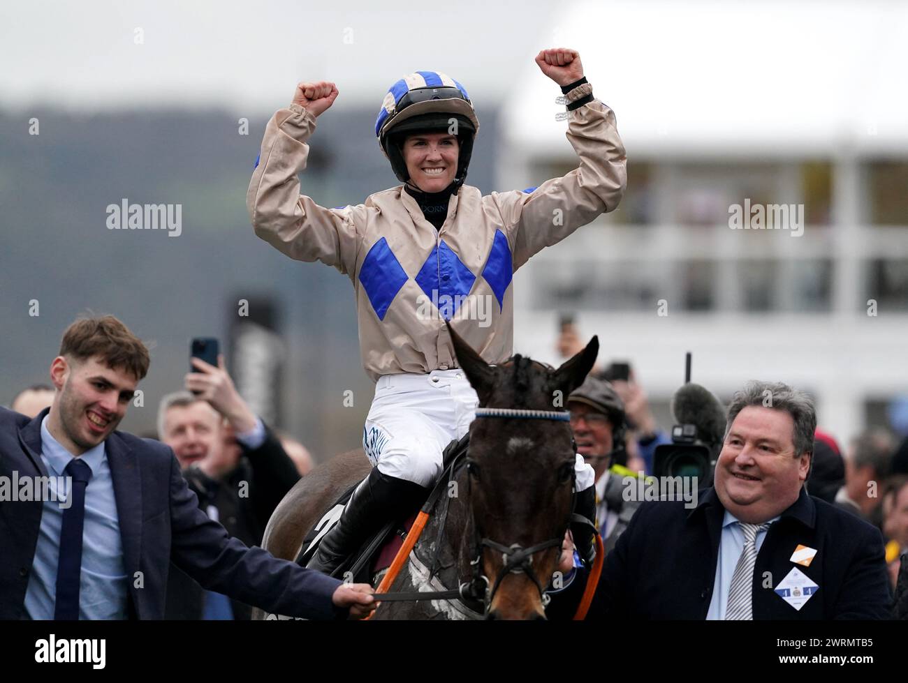 Jockey Rachael Blackmore celebrates onboard Captain Guinness after ...