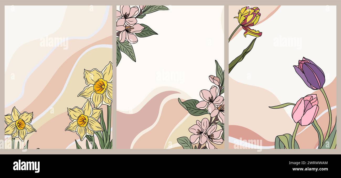 Set of Abstract watercolor spring vertical banners Stock Vector Image ...