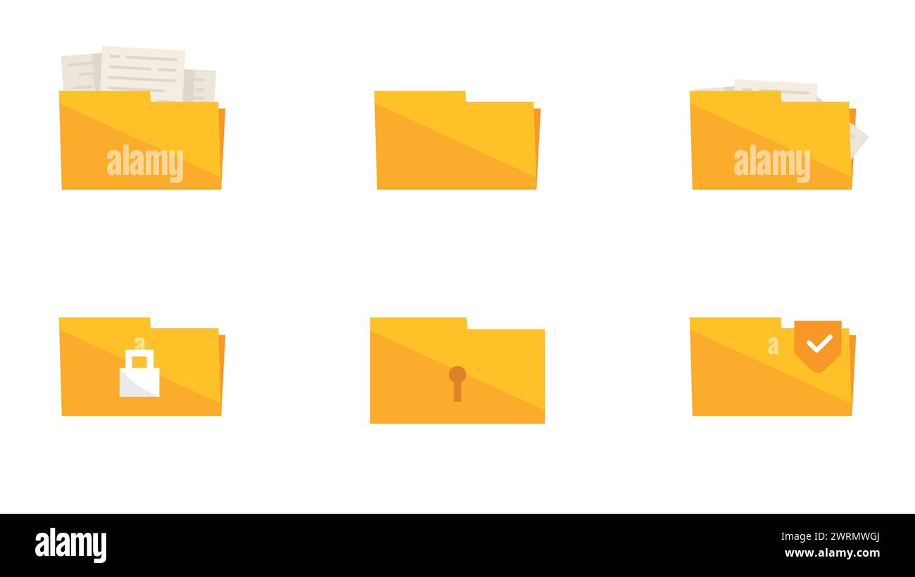 Set of folder icon isolated on white background Stock Vector Image ...