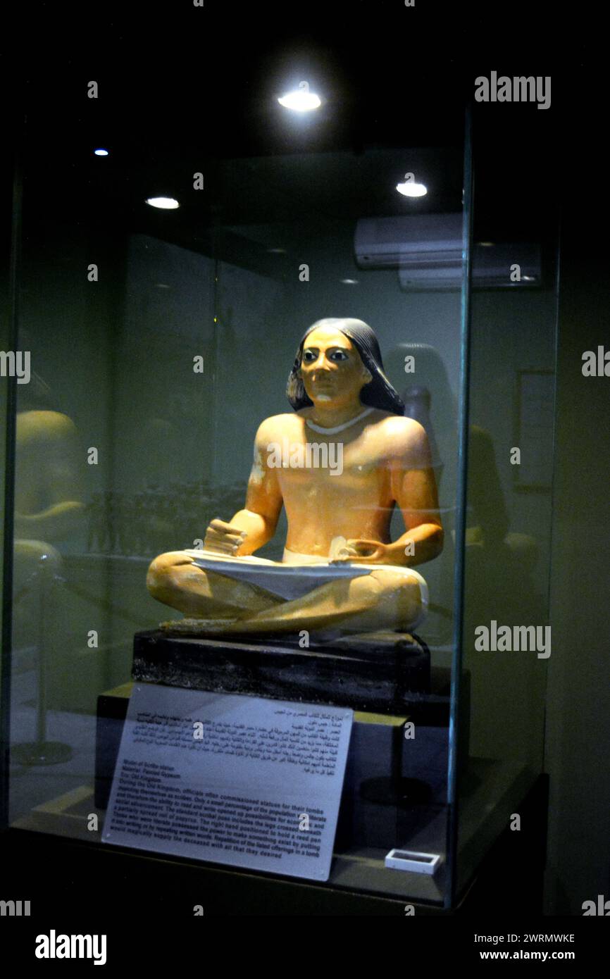 Cairo, Egypt, January 7 2023: The sculpture of the Seated Scribe or ...