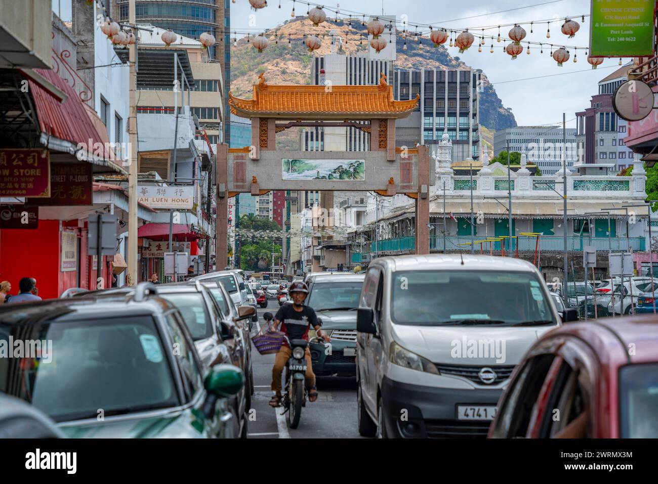 View of entrance to Chinatown, Port Louis, Mauritius, Indian Ocean ...