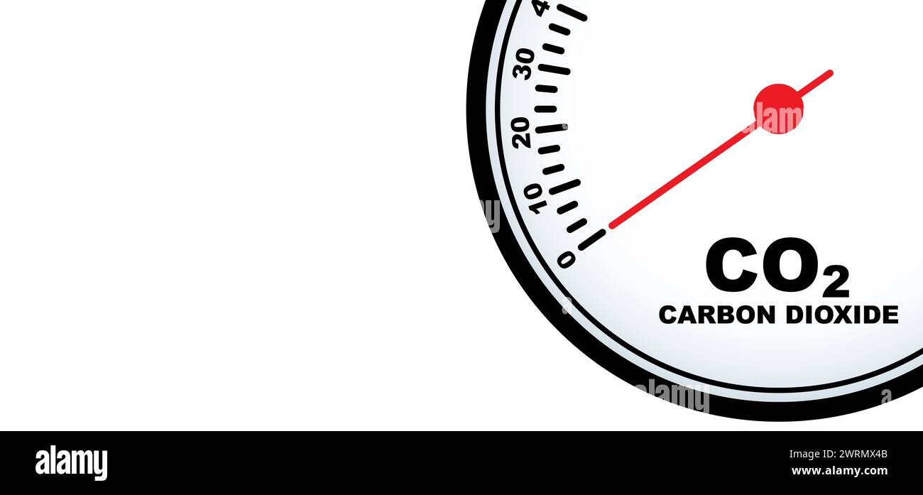 Circular analog carbon dioxide indicator. CO2 is the abbreviation for ...