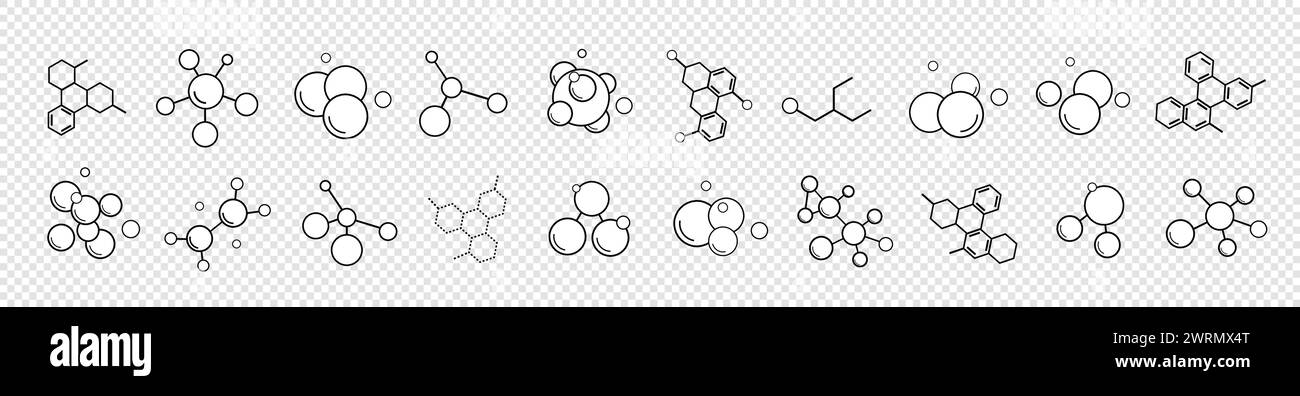A set of models of molecules and molecular compounds on a transparent ...