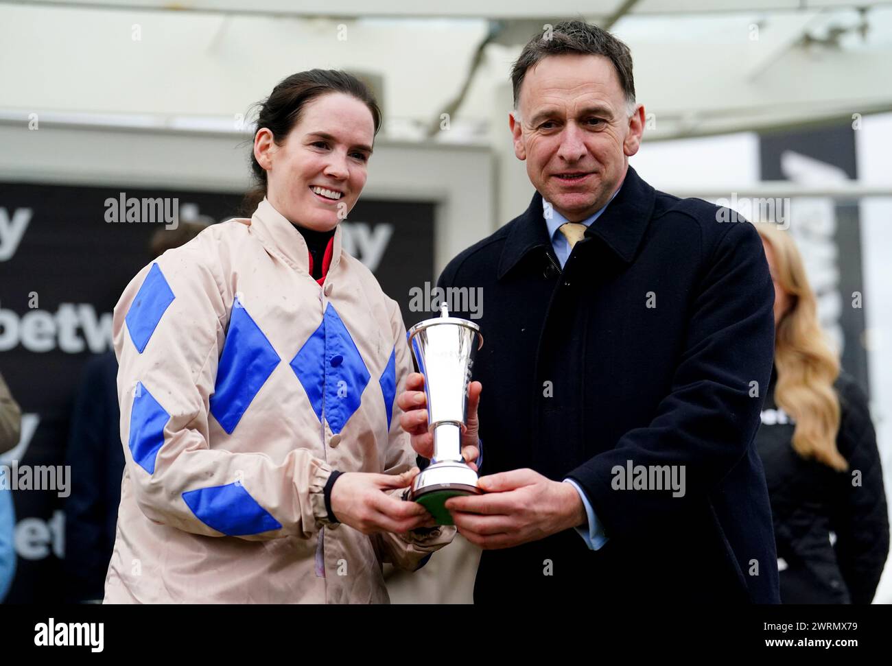 Jockey Rachael Blackmore and trainer Henry De Bromhead celebrate with ...