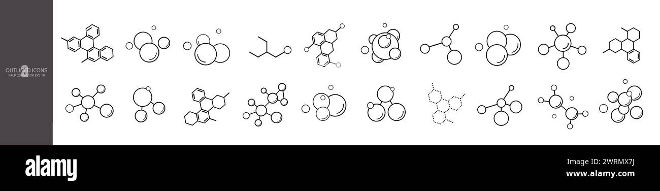 A set of molecular formulas, chemical compounds on a white background ...